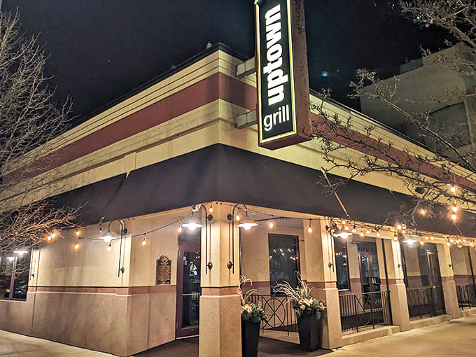 Uptown Grill's inviting exterior promises the kind of dining experience where quality ingredients meet genuine hospitality in every bite.