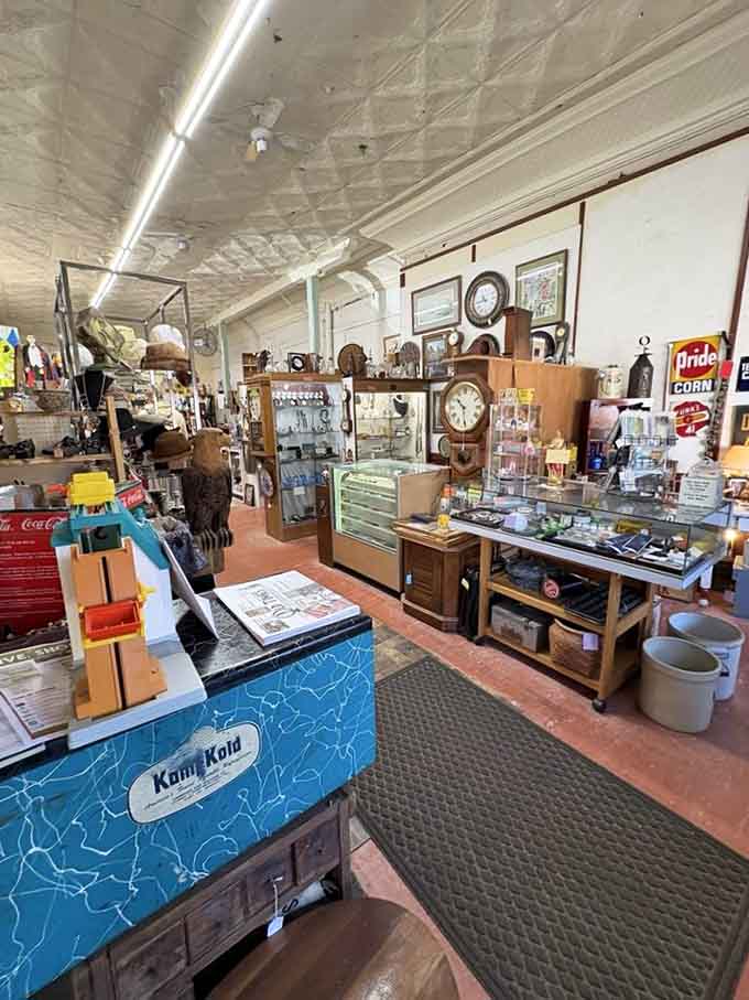 Inside, organized chaos reigns supreme where every surface holds potential treasures waiting to catch your eye and empty your wallet.