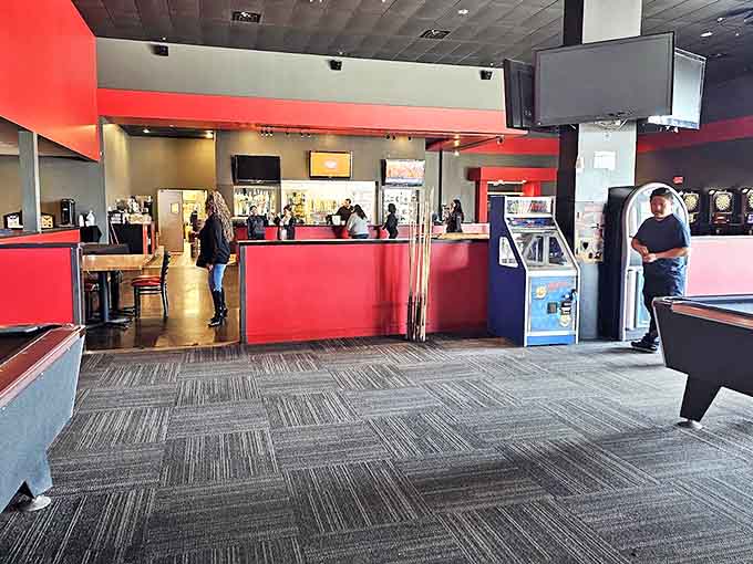 The sleek interior combines modern design with playful energy &ndash; like if an upscale sports bar and your favorite childhood arcade had a stylish baby.