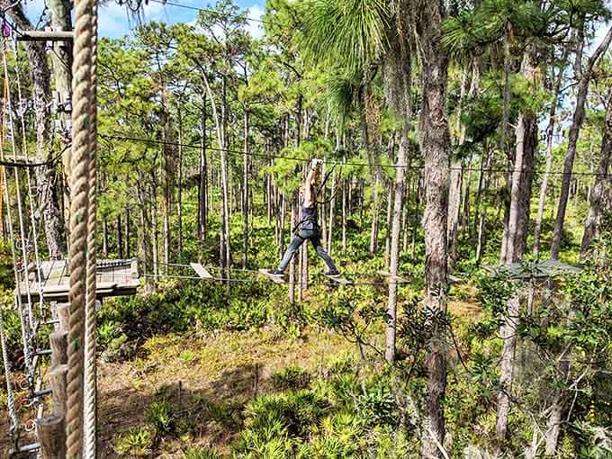 Balancing on a rope bridge &ndash; where "don't look down" becomes your mantra and your legs develop an interesting new wobble.