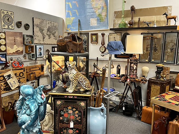 Decorative Items: A collector's paradise where every shelf tells a story &ndash; from vintage maps to ceramic leopards guarding forgotten treasures.