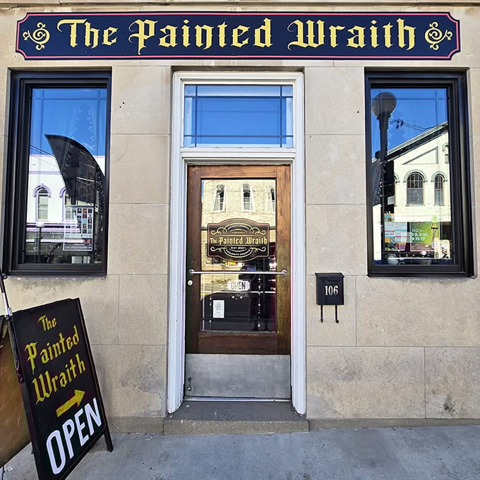 That doorway beckons like a portal to another dimension, one where Victorian collectors and modern goths finally agree on interior design.