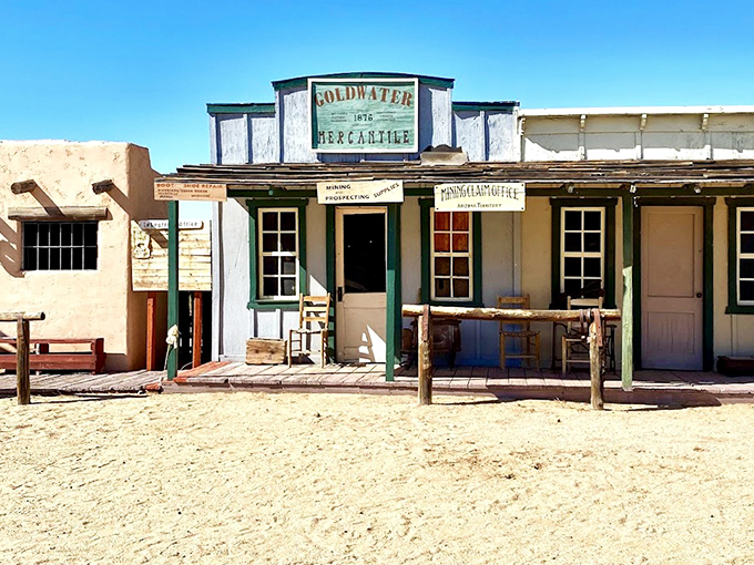 The Maricopa City Hotel and Saloon stands proudly on Main Street, looking like it's waiting for a dusty cowboy to mosey through its doors.