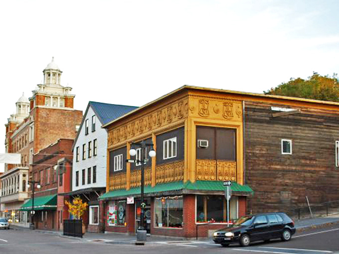 The historic district blends brick, stone, and ornate details in an architectural tapestry that tells the story of Houghton's copper-rich past.