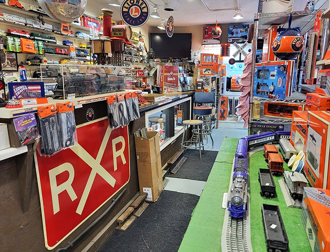 Step inside and enter a wonderland of model train treasures – every shelf tells a story of railroading passion.