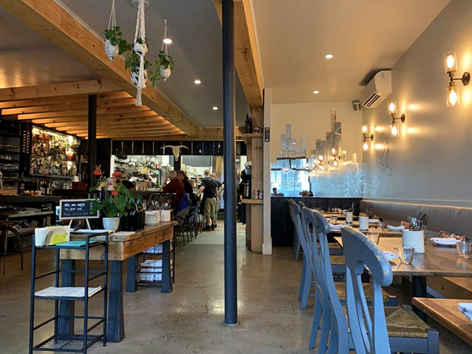Warm wooden beams, soft lighting, and an atmosphere that whispers "stay awhile" &ndash; Chaval's interior strikes that perfect balance between neighborhood bistro and special occasion destination.