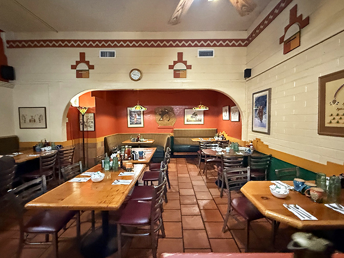 Warm terra cotta tiles and southwestern charm create an atmosphere where every table feels like the best seat in the house.