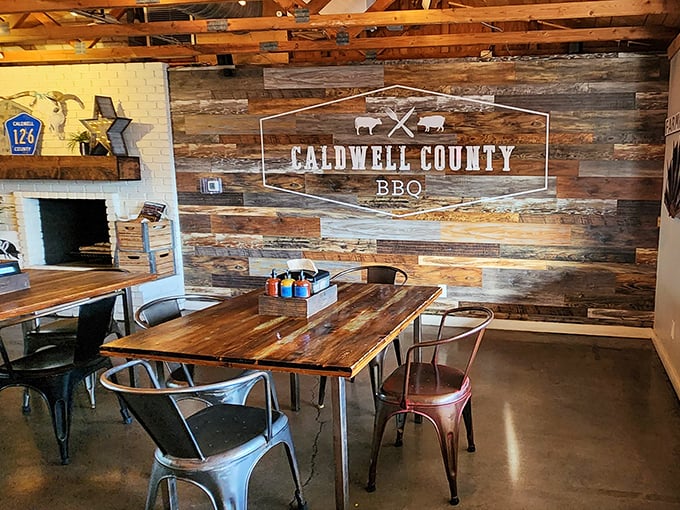 Rustic meets refined with reclaimed wood walls and industrial seating &ndash; this isn't just a restaurant, it's a love letter to barbecue tradition.