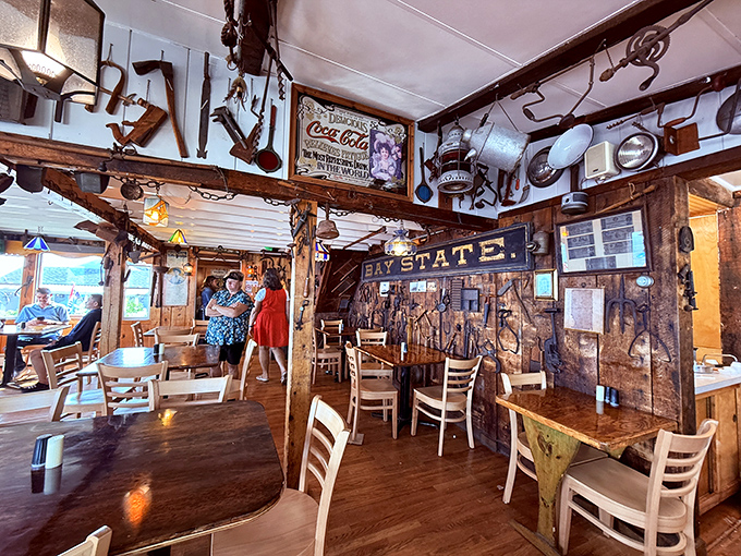 Step inside and time stands still – nautical treasures and weathered wood tell stories of decades serving hungry seafarers and landlubbers alike.