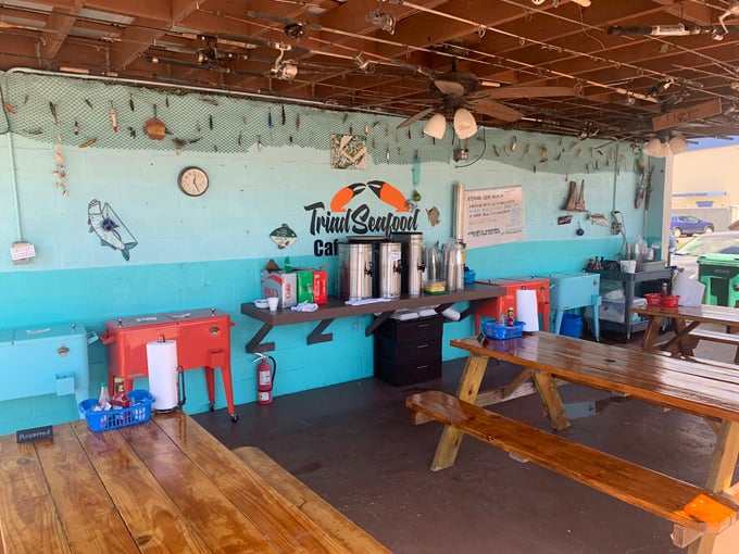 No fancy frills here&mdash;just wooden picnic tables, fishing nets, and the promise of seafood so fresh it practically jumps onto your plate.