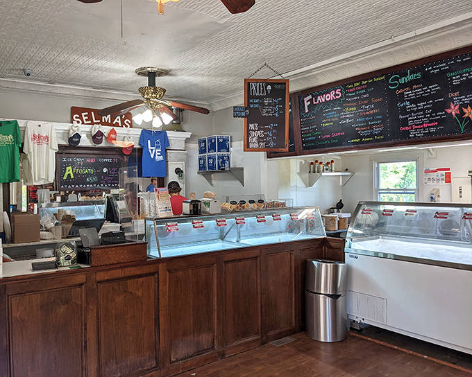 Step inside and time slows down &ndash; the vintage ceiling, handwritten menu boards, and wooden counters whispering stories of ice cream lovers past.