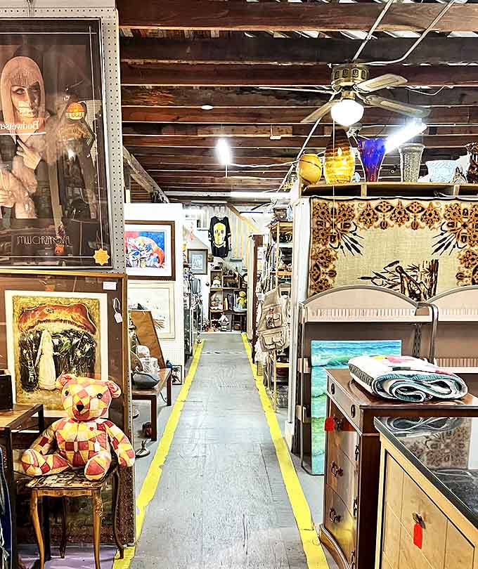 Yellow-lined pathways guide visitors through this labyrinth of memories, where every turn reveals new possibilities for discovery.