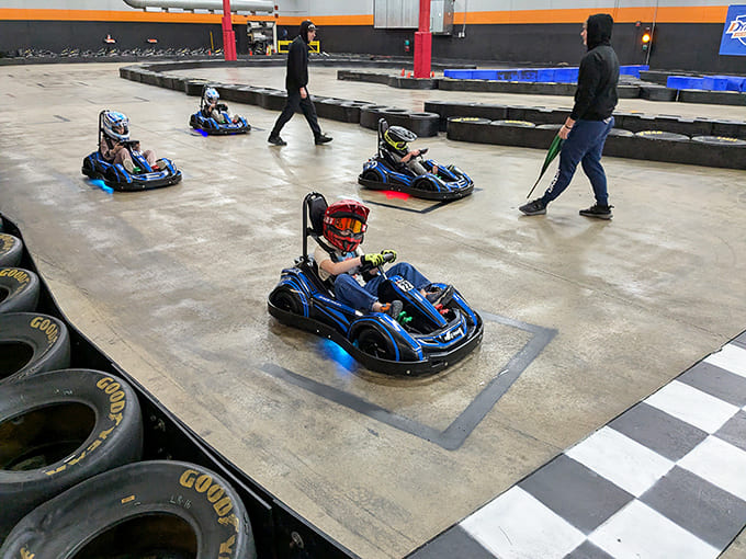 Young racers experience the thrill of competition in kid-friendly karts. Future champions in the making!