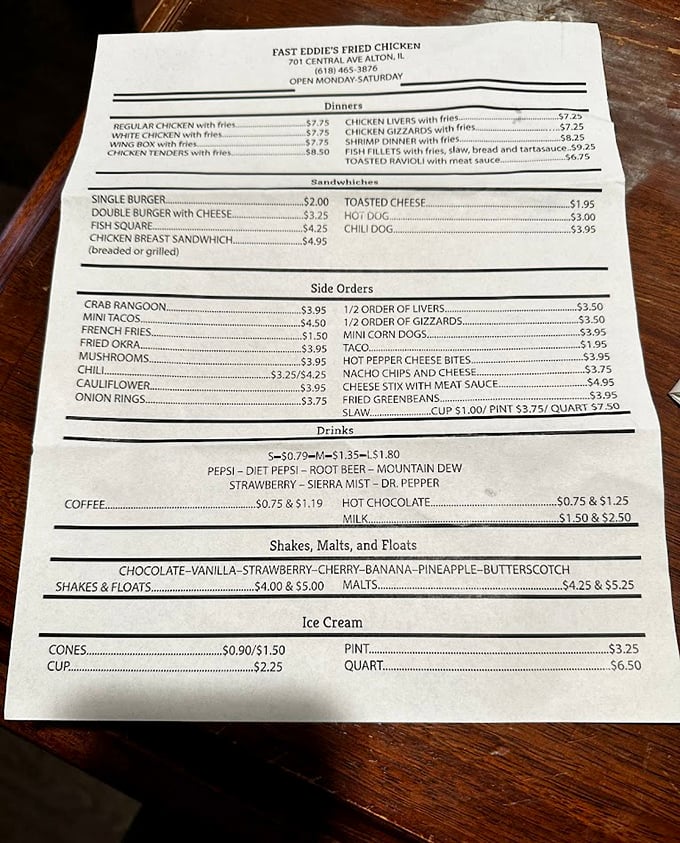 A menu that reads like a love letter to comfort food classics &ndash; no fancy descriptions needed when the food speaks this eloquently for itself.