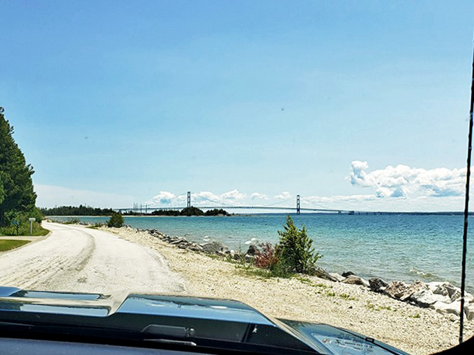 The road less traveled sometimes comes with better views. This rough stretch rewards drivers with pristine shoreline vistas.
