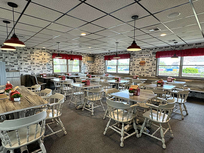 Step inside to a world of nostalgia &ndash; wooden tables, white spindle chairs, and walls adorned with local memories create the perfect ice cream sanctuary.