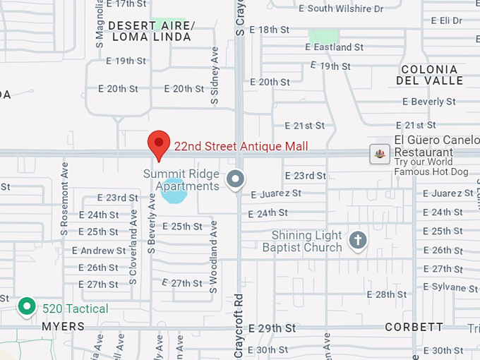 22nd street antique mall tucson, az 10 map