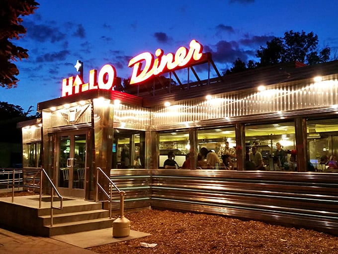 Hi-Lo Diner's vintage exterior practically glows with retro charm and promises of delicious comfort food inside.