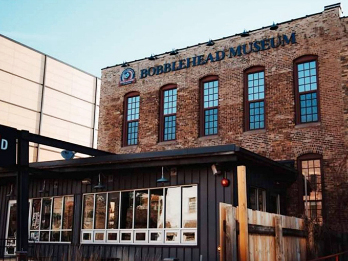 The National Bobblehead Hall of Fame's brick facade gives no hint of the nodding army that awaits inside Milwaukee's quirkiest museum.