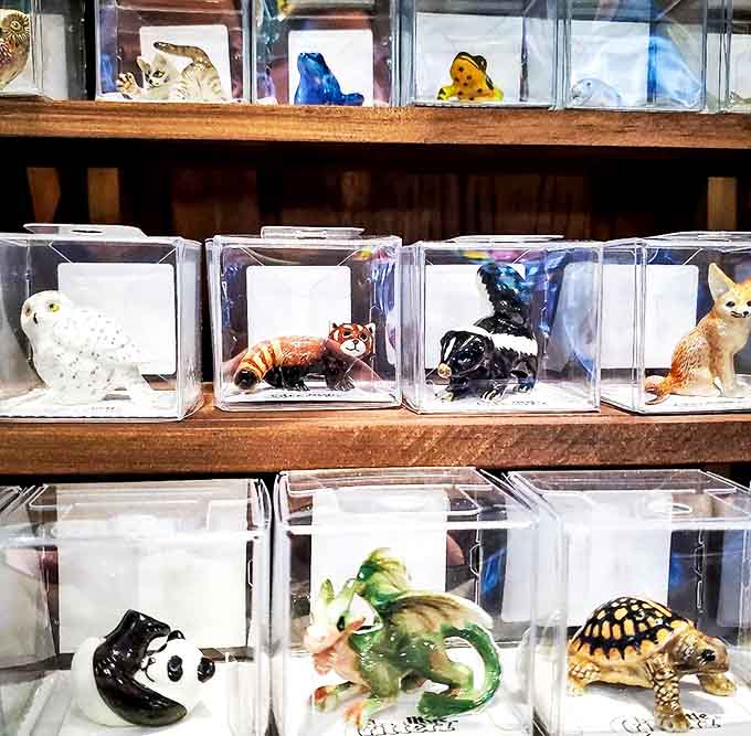 These tiny animal figurines aren't just cute &ndash; they're plotting world domination from their clear display cases. The fox definitely looks suspicious.