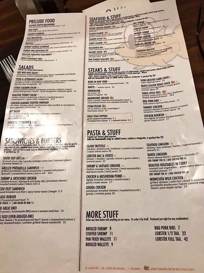 This menu reads like a greatest hits album of steakhouse classics, with enough variety to satisfy every craving imaginable.