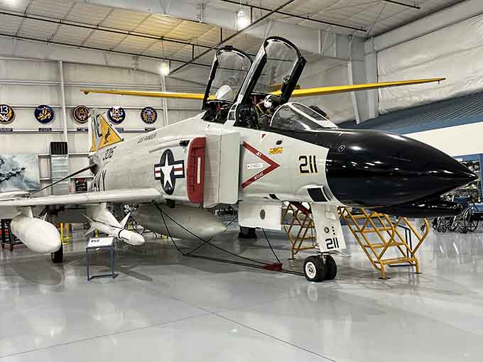 This F-4 Phantom proves that some aircraft age like fine wine, still looking ready to break the sound barrier.