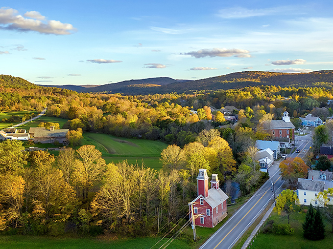 Autumn transforms Chester into a painter's palette of golden hues, with historic buildings nestled among rolling hills that seem to glow from within.