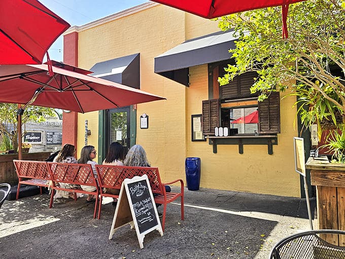 Bright red umbrellas beckon hungry visitors to this local favorite, where artisanal treats and friendly conversation are always on the menu.