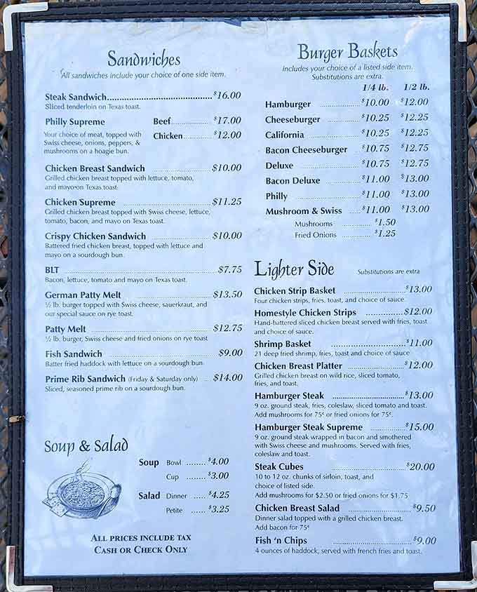 A menu that focuses on classic American fare done right, where prime rib reigns supreme among worthy companions.