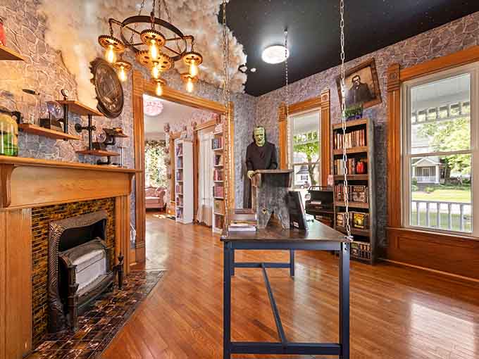 Frankenstein would feel right at home in this atmospheric space where vintage d&eacute;cor meets Gothic charm for the ultimate monster mash of books.