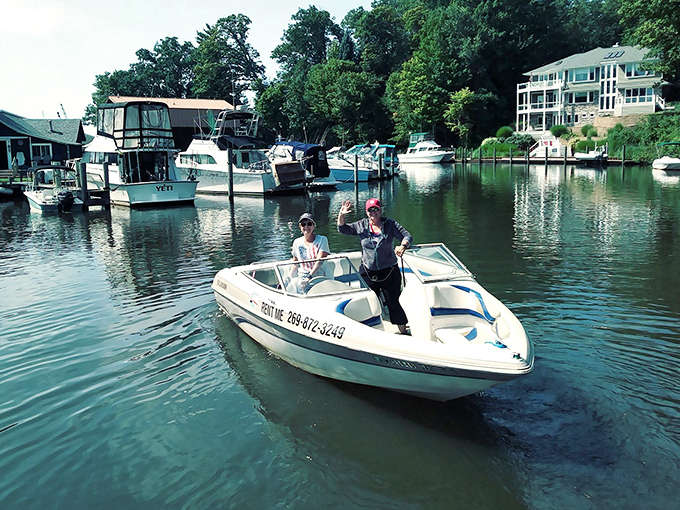 Freedom calls on South Haven's waters, where rental boats offer the perfect escape for families seeking their own aquatic adventure.