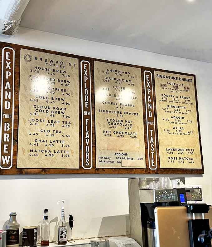 This menu board holds more delicious decisions than you're prepared to make before your first cup of coffee.