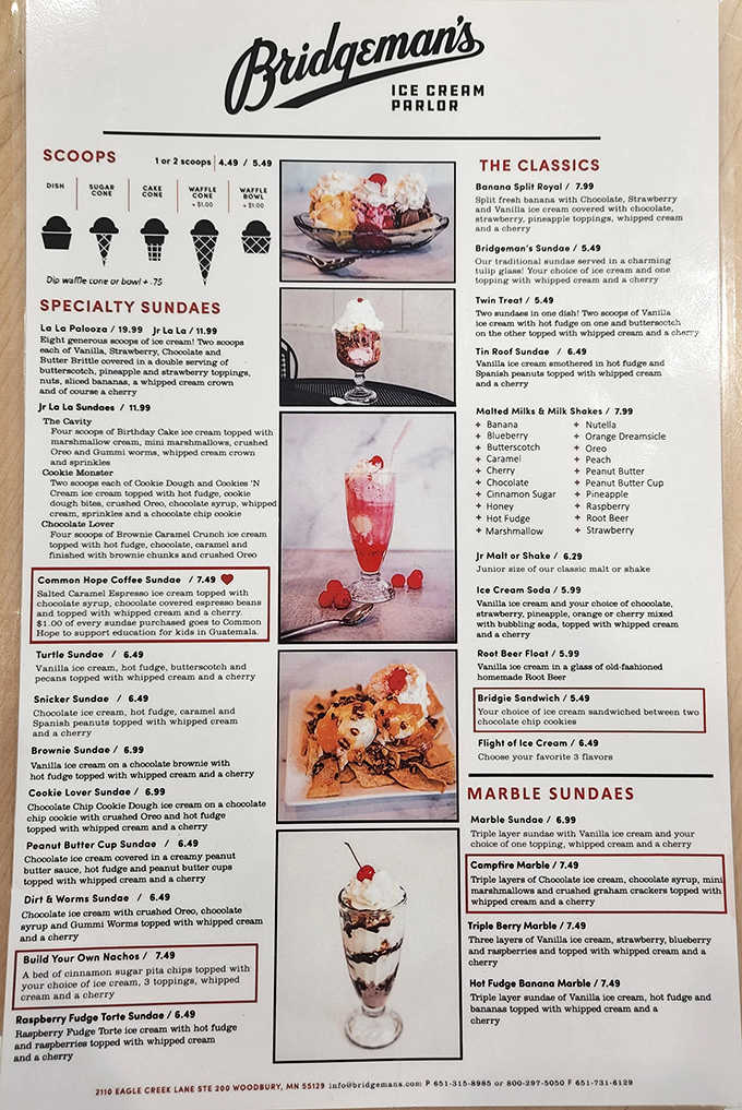 This isn't just a menu &ndash; it's a roadmap to happiness. The La La Palooza with its eight scoops might require training beforehand.