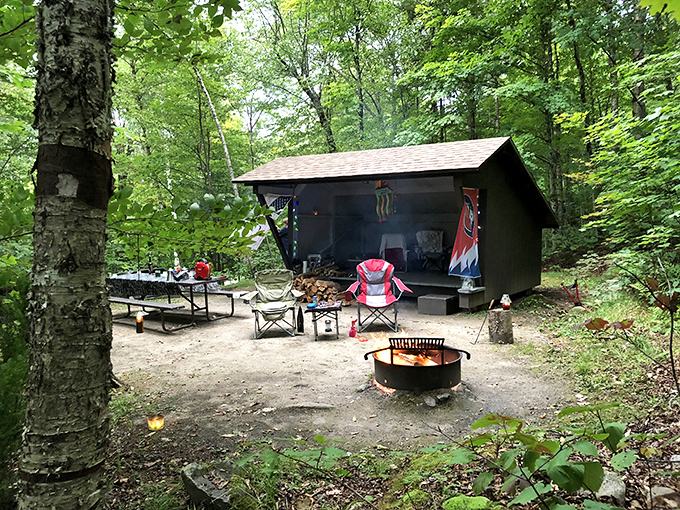 This rustic shelter offers the perfect middle ground between roughing it and comfort &ndash; just add marshmallows, ghost stories, and starry skies.