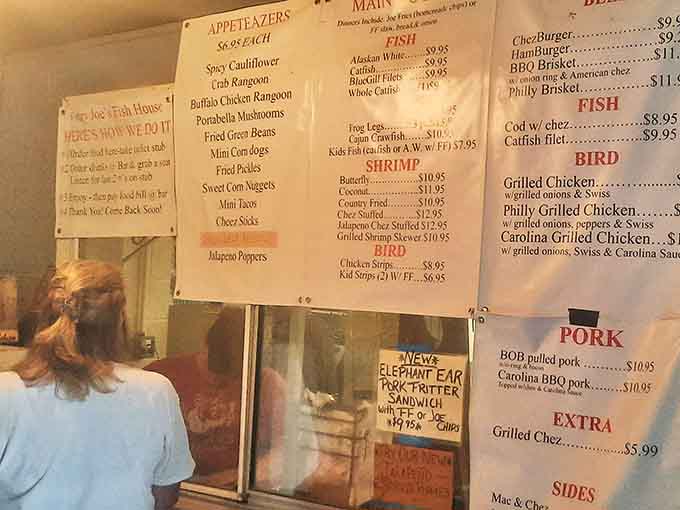 The menu board promises fried delights that'll have you pointing and saying "yes, that, and also that, and maybe that too."