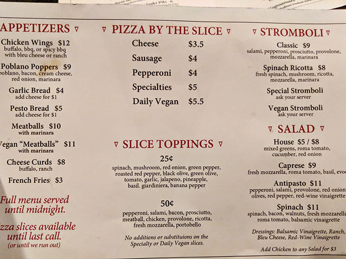 Simple yet mouthwatering, Dante's menu showcases their commitment to pizza fundamentals with options for every appetite.