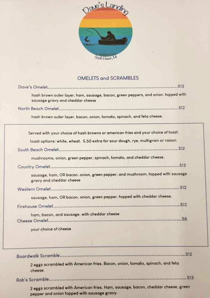 This menu reads like a greatest hits album of breakfast, with omelets taking center stage like the rock stars they truly are.