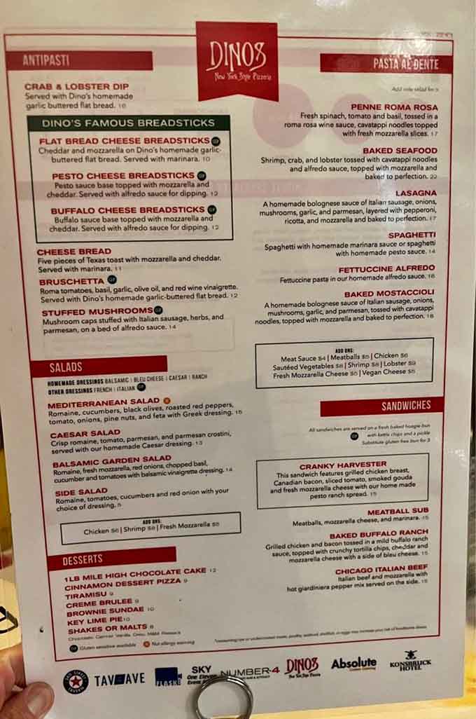 This menu reads like a love letter to Italian-American cuisine, with enough options to keep you coming back for weeks without repeating an order.