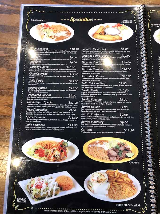 This menu reads like a greatest hits album of Mexican cuisine, every option a potential new favorite.