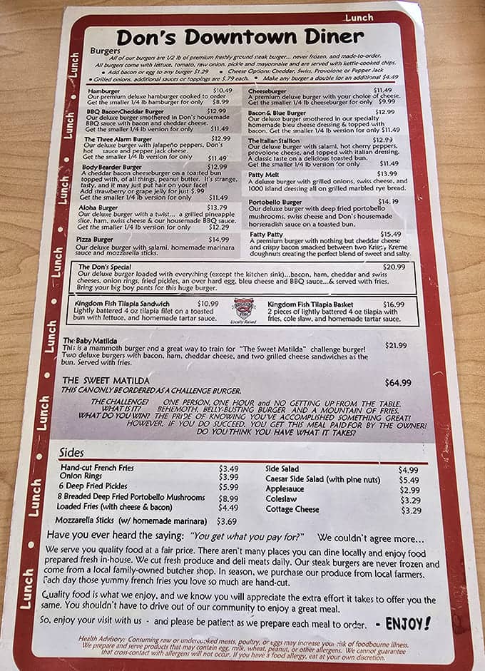 This menu reads like a love letter to American comfort food, with enough options to keep you coming back for weeks.