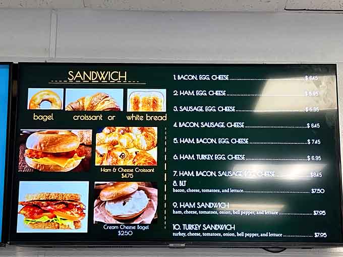 Decisions, decisions: the menu board presents breakfast possibilities that'll have you planning your next three visits simultaneously.