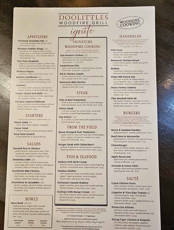 This menu reads like a greatest hits album of comfort food, with enough variety to keep even the most indecisive diner happily occupied.