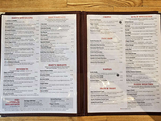 This menu reads like a love letter to breakfast, with enough options to keep you coming back for weeks without repeating an order.