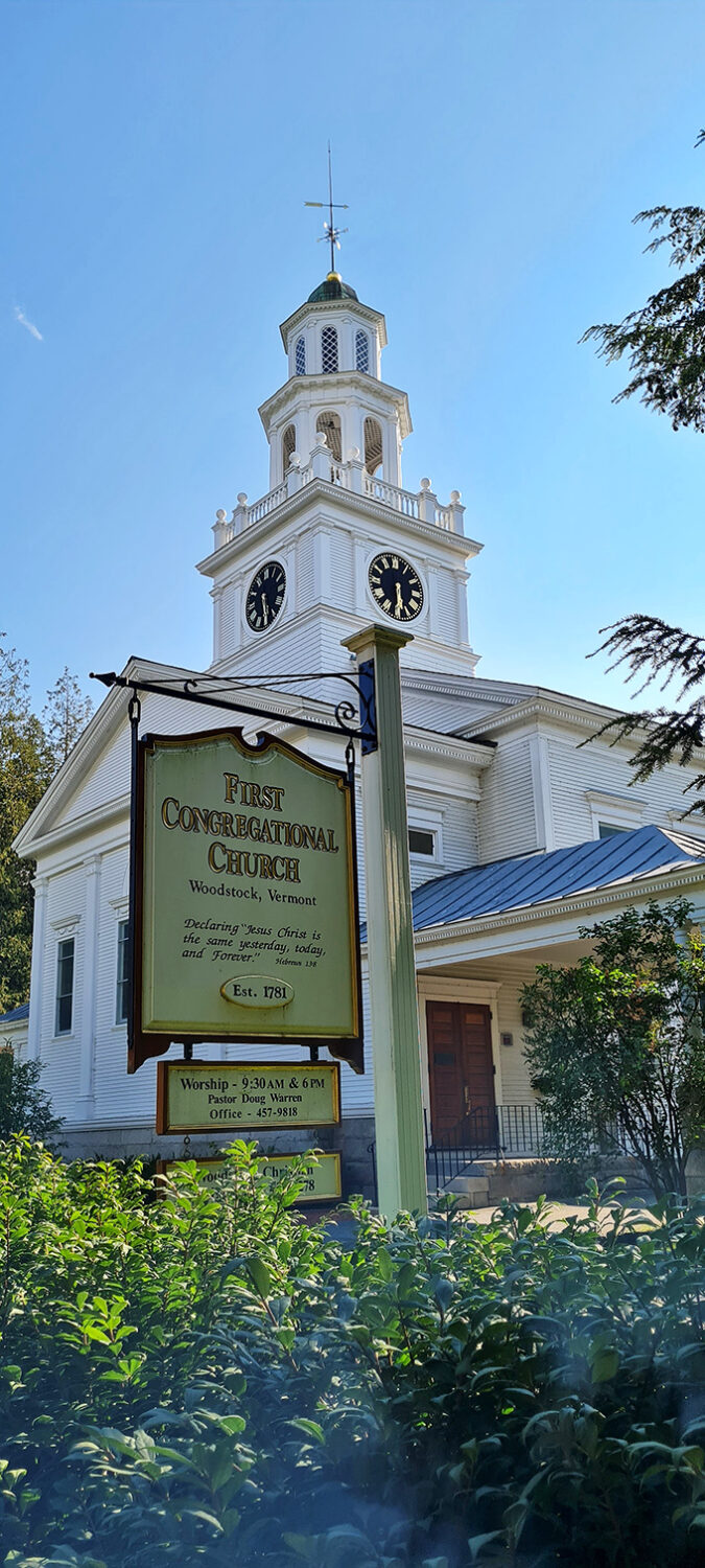 First Congregational Church: That steeple against a blue Vermont sky? Pure New England perfection since 1807, standing tall like a white exclamation point amid fall's colorful paragraph.