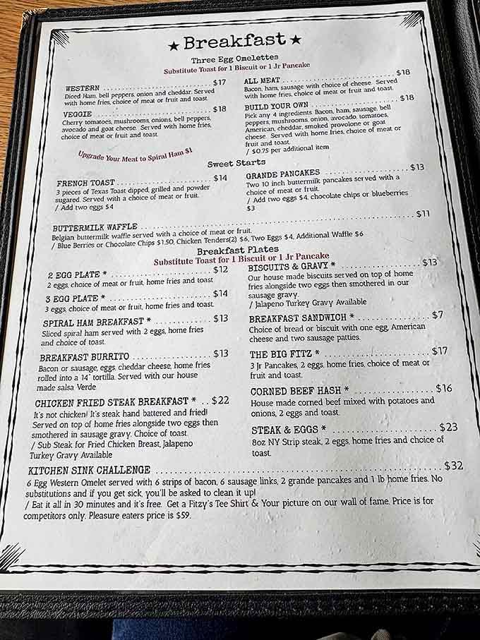 A breakfast lineup that could make dinner jealous. The Kitchen Sink Challenge isn't just a meal&mdash;it's a delicious dare.