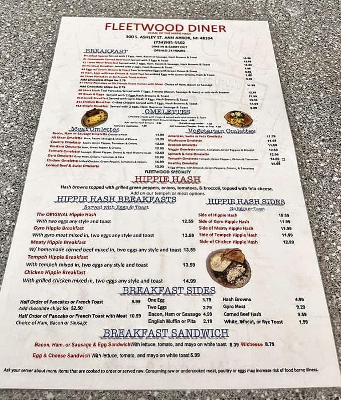 The menu showcases Fleetwood's crown jewel &ndash; the legendary Hippie Hash &ndash; alongside classic diner fare that satisfies cravings around the clock.