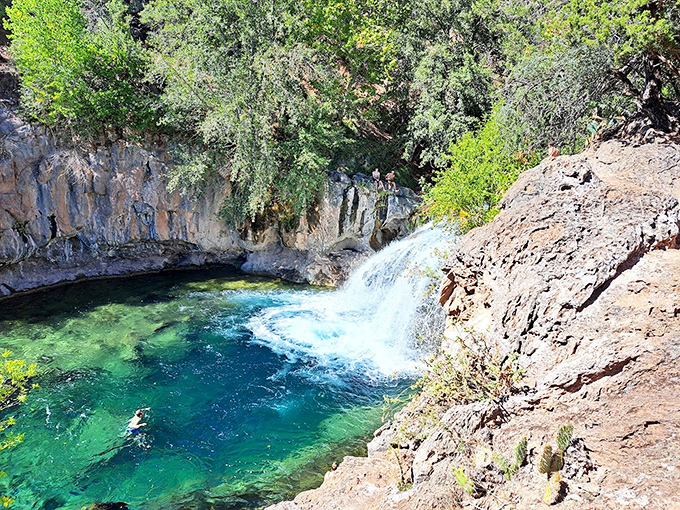 Mother Nature's swimming hole: The waterfall creates a natural pool so inviting you'll forget you're in the desert, not a tropical resort.