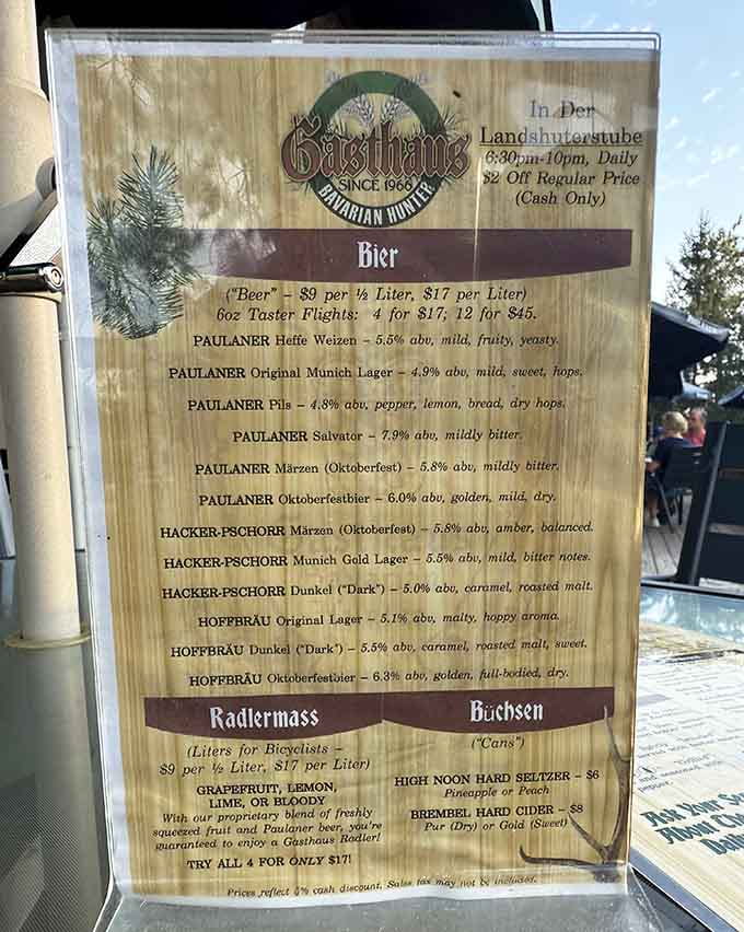 This menu is your passport to German beer heaven, featuring selections that would make any Munich beer hall proud.