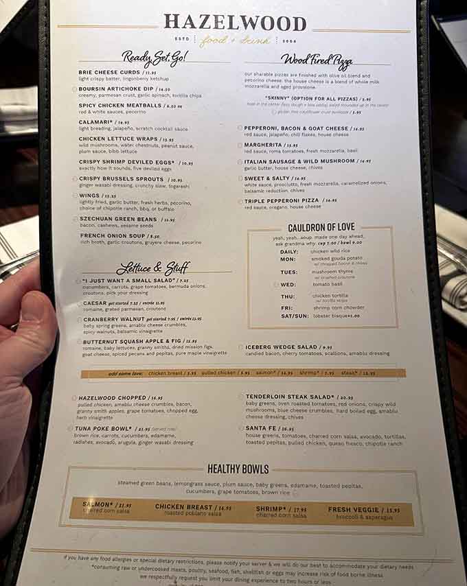 The menu offers everything from wood-fired pizzas to healthy bowls, with that legendary chicken pot pie stealing the show.