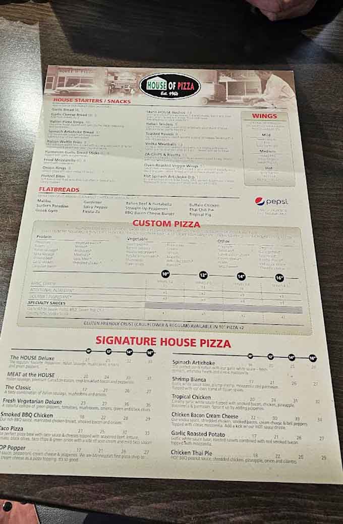 The menu offers way more than pizza, though you'd never guess from the name.